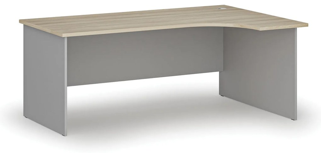 Rohový kancelářský psací stůl PRIMO GRAY, 180x120 cm, pravý, šedá/dub přírodní
