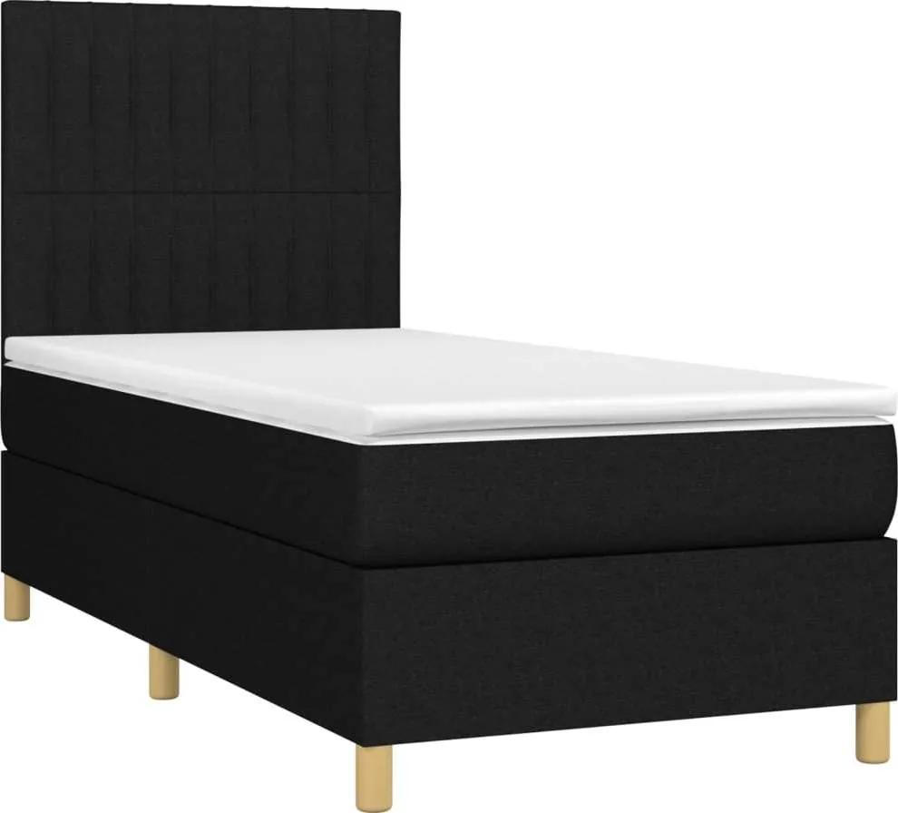 vidaXL Box spring postel s matrací a LED 100x200 cm textil [3135575] Barva: krémová