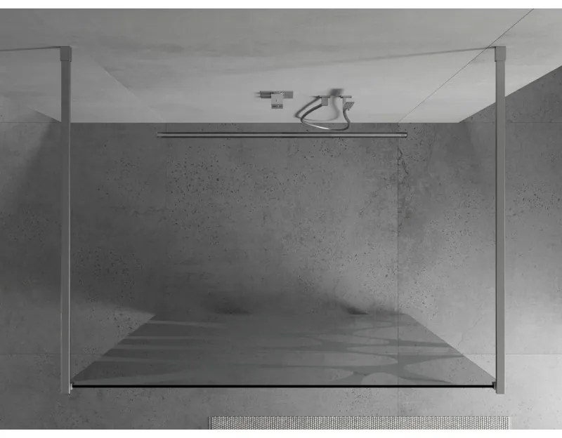 Mexen Kioto, průchozí sprchová zástěna 100 x 200 cm, 8mm sklo čiré/bílý vzor, 2x chromová stabilizační rozpěra, 800-100-002-01-97