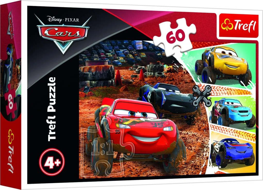 Trefl Puzzle Disney Cars 3/McQueen s přáteli 33x22cm 60 dílků v krabici 21x14x4cm