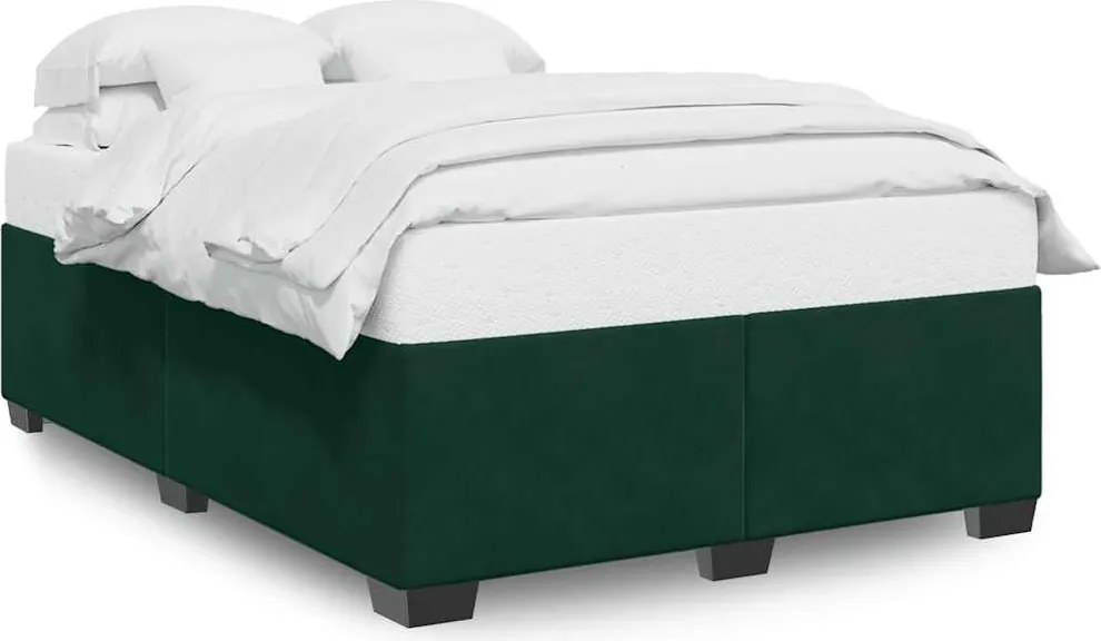 Rám postele bez matrace tmavě zelená 140 x 190 cm samet 3284634