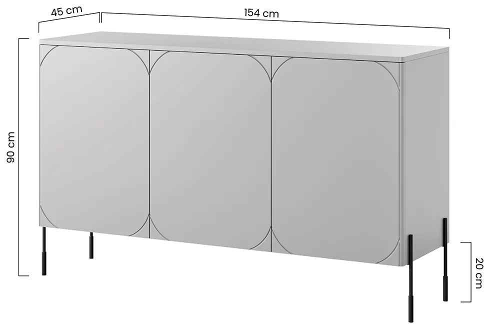 Komoda Sonatia 150 cm se dvěmi ukrytými zásuvkami - kašmírová