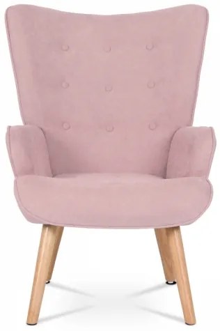 Křeslo ušák s podnožkou starorůžová látka nohy masiv AK-302 PINK2