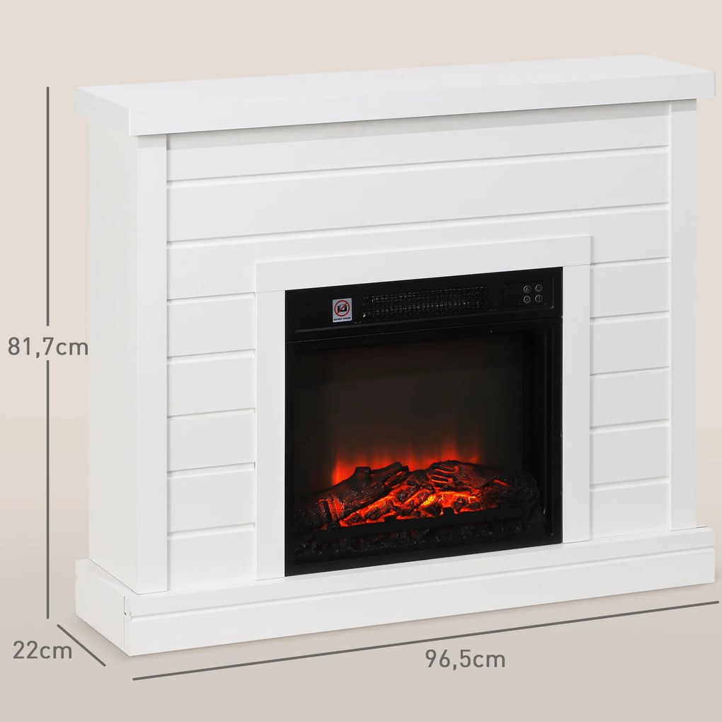 HOMCOM Elektrický krb, 3D plamenový efekt, 3 nastavení, časovač, dálkové ovládání, bílý