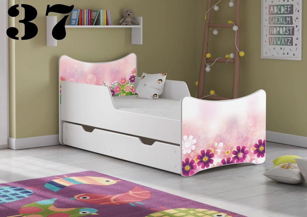 Plastiko Dětská postel se šuplíky Květiny - 37 - 140x70