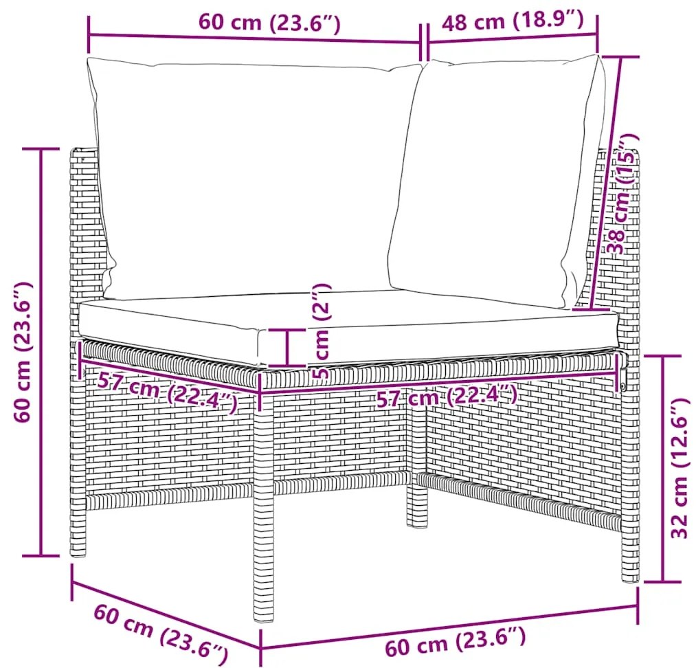 vidaXL Marketos Dílčí rohová pohovka s poduškami šedá polyratan