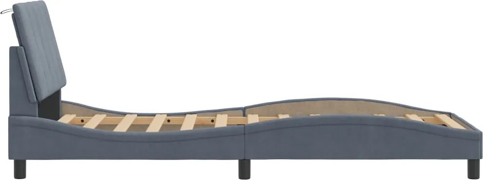 Rám postele s LED osvětlením bez matrace Hanko tmavě šedý 80 x 200 cm samet 3213746