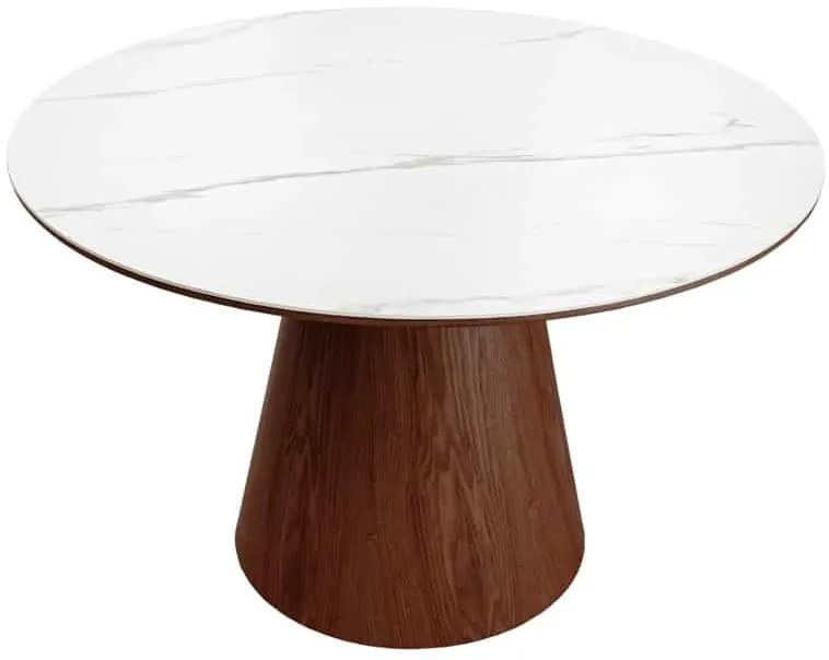 Kulatý jídelní stůl Parthenia 120 cm vzor ořech