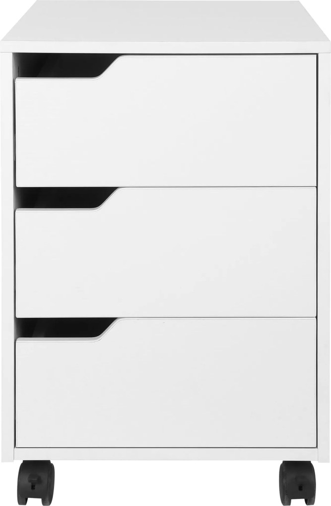 HOMCOM Kancelářská zásuvková skříň s kolečky, filing cabinet se 3 zásuvkami, 40x50x57 cm, bílá
