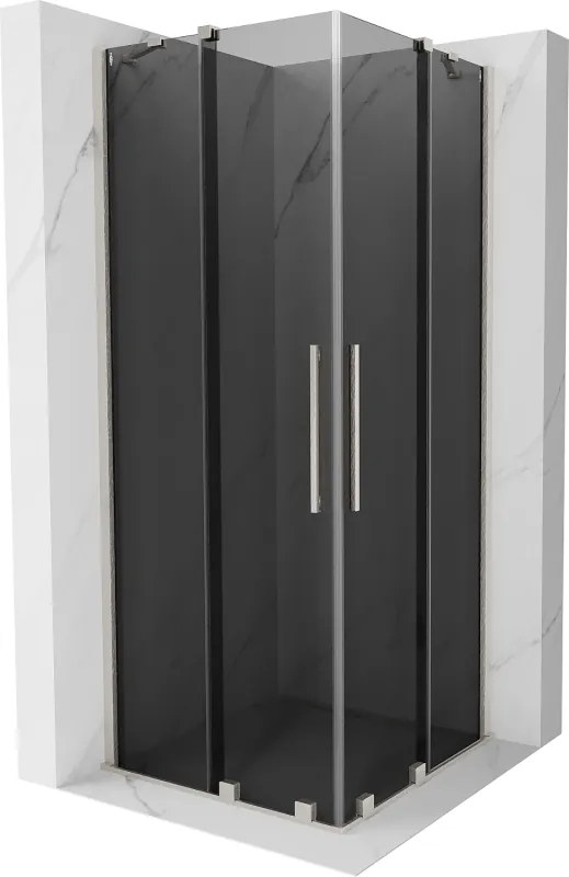 Mexen Velar Duo, sprchový kout s posuvnými dveřmi 80 x 80 cm, 8mm šedé sklo, broušená ocel, 871-080-080-42-97