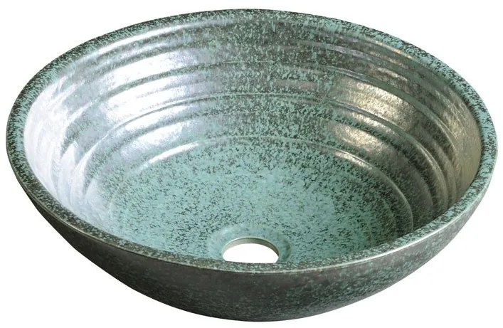 ATTILA keramické umyvadlo, průměr 42,5 cm, zelená měď (DK006) SAPHO