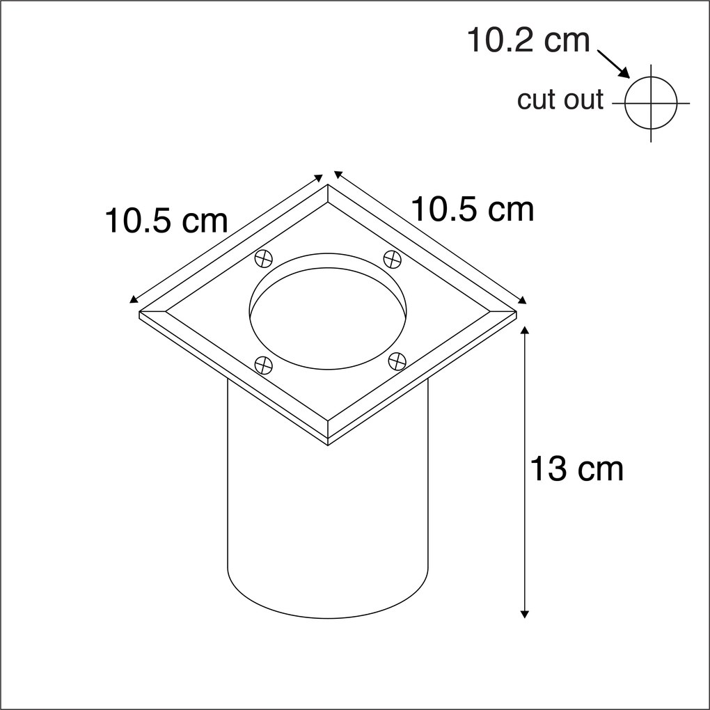 Sada 5 ocelových zemních bodových svítidel IP65 - Basic Square