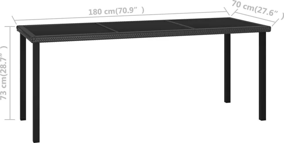 vidaXL Zahradní jídelní stůl 180 x 70 x 73 cm polyratan [315119] Barva: Šedá