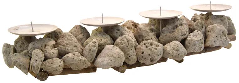 Vingo Svícen s kameny na 4 svíčky - 42 x 13 cm