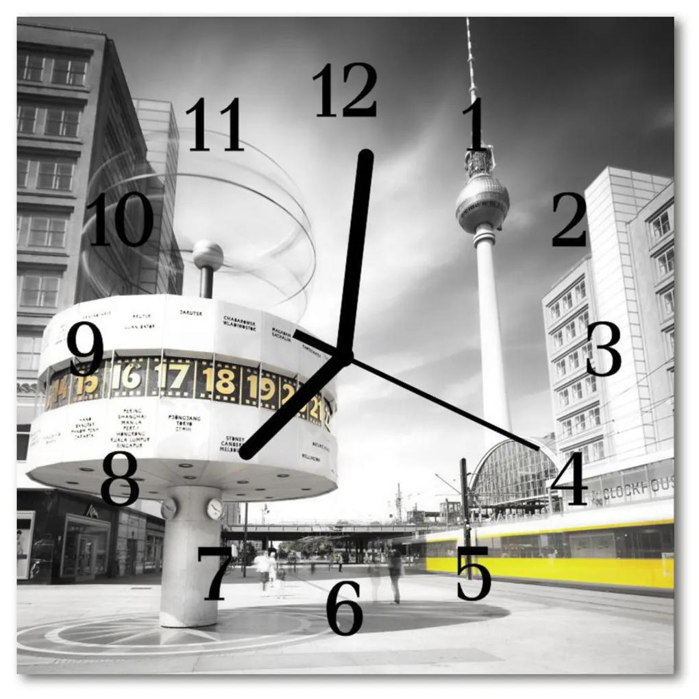 Skleněné hodiny čtvercové Berlín