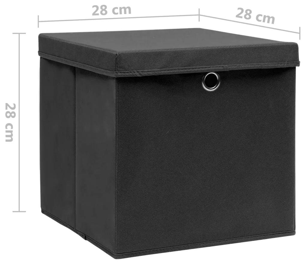 Úložné boxy s víky 4 ks 28 x 28 x 28 cm černé - Default Title