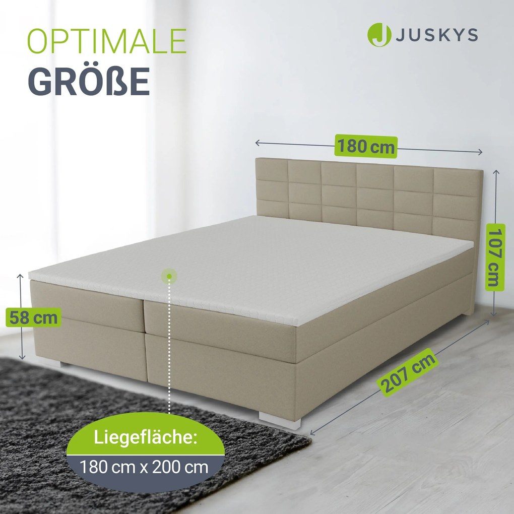 Juskys Postel boxspring Seattle s látkovým potahem Malmo Barva: béžová
