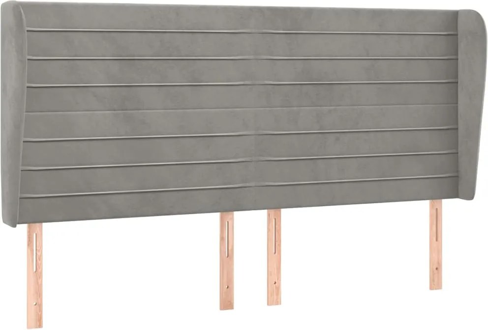 Čelo postele typu ušák světle šedé 203x23x118/128 cm samet 3118162