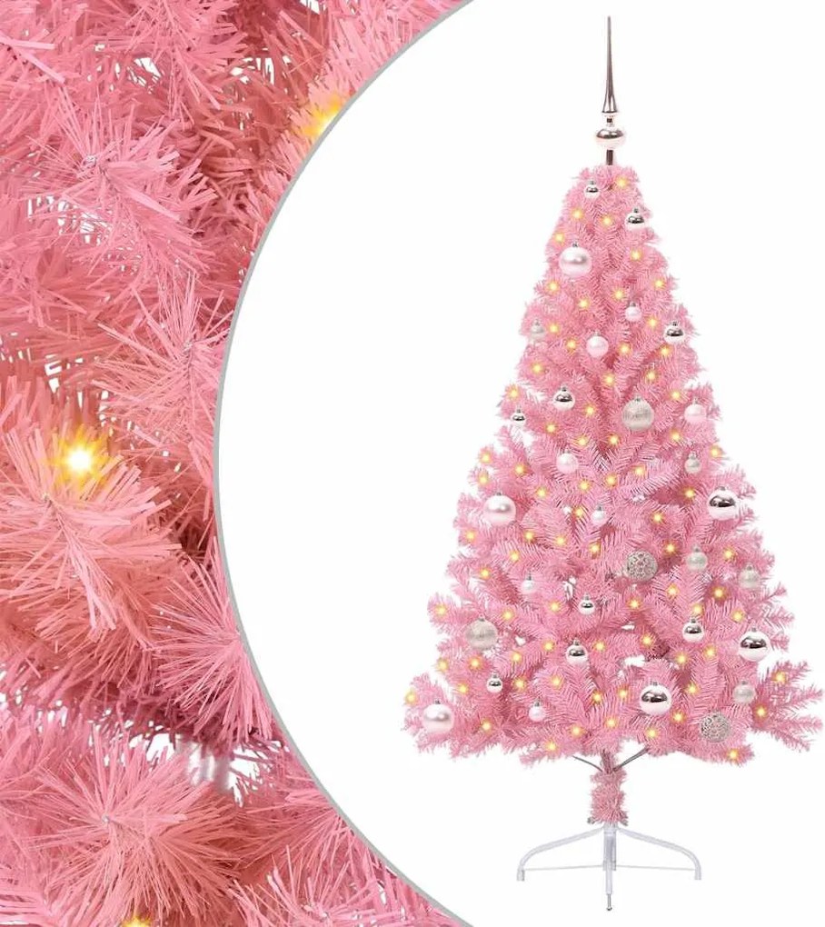 Umělý osvětlený vánoční stromeček Růžová 150 cm PVC 3397065
