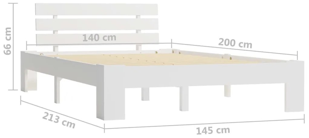 vidaXL Marketos Rám postele bílý masivní borovice 140 x 200 cm