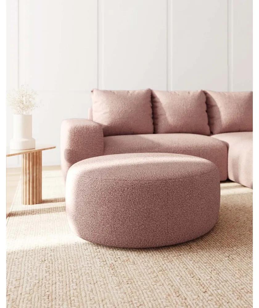Světle růžový taburet z textilie bouclé Feiro – MESONICA