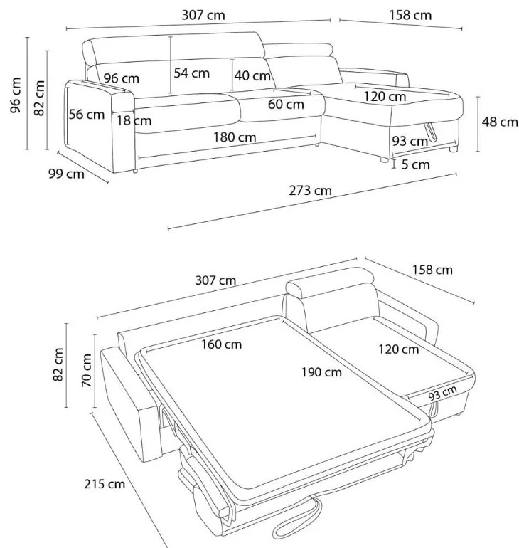Tmavě modrá manšestrová rozkládací rohová pohovka (variabilní) Monaco – Bobochic Paris