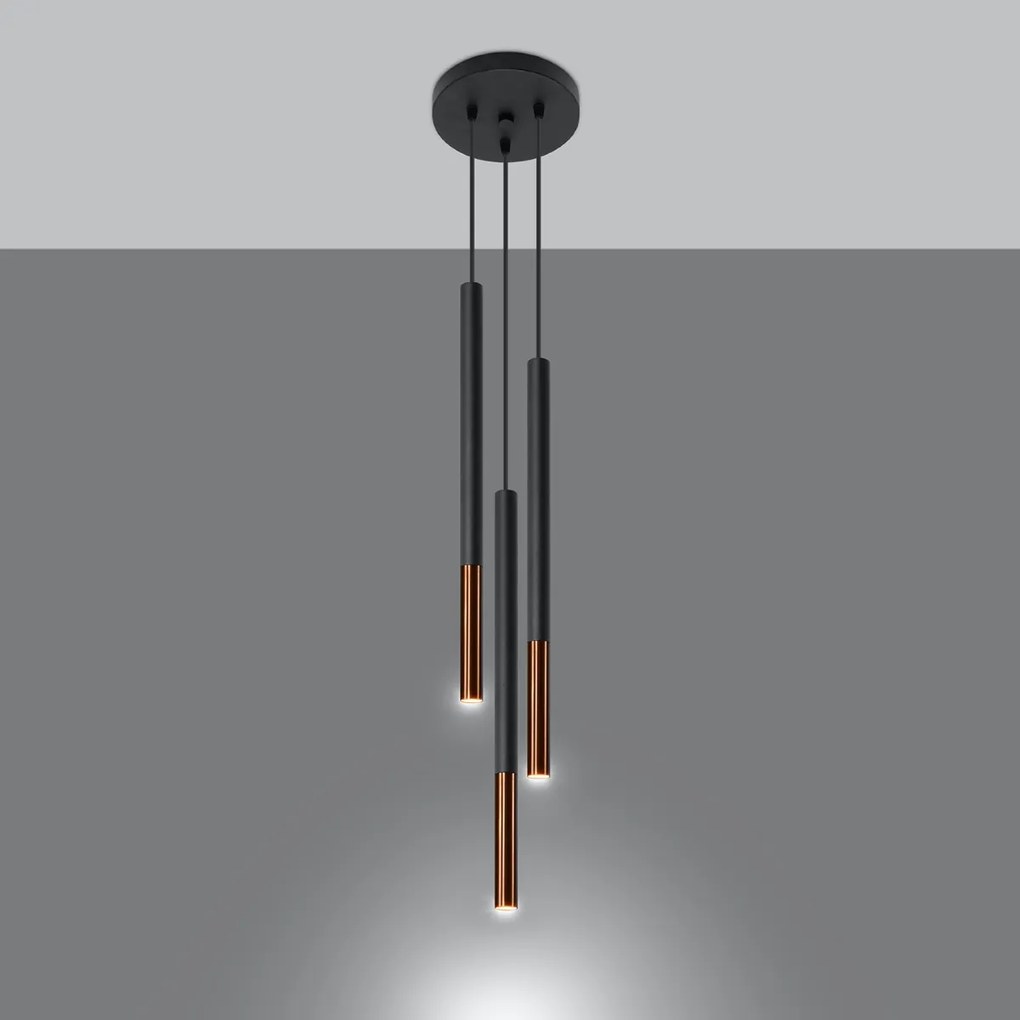 Sollux Lighting Závěsné svítidlo MOZAICA 3P černé/měď