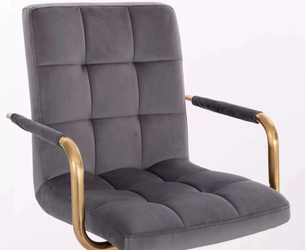 LuxuryForm DESIGN Otočná židle VERONA GOLD VELUR na černém kříži - tmavě šedá