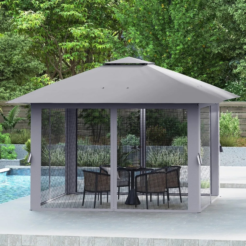 Costway Výsuvný skládací pavilon s 4 moskytiérou a zahradní pavilon s dvojitou
