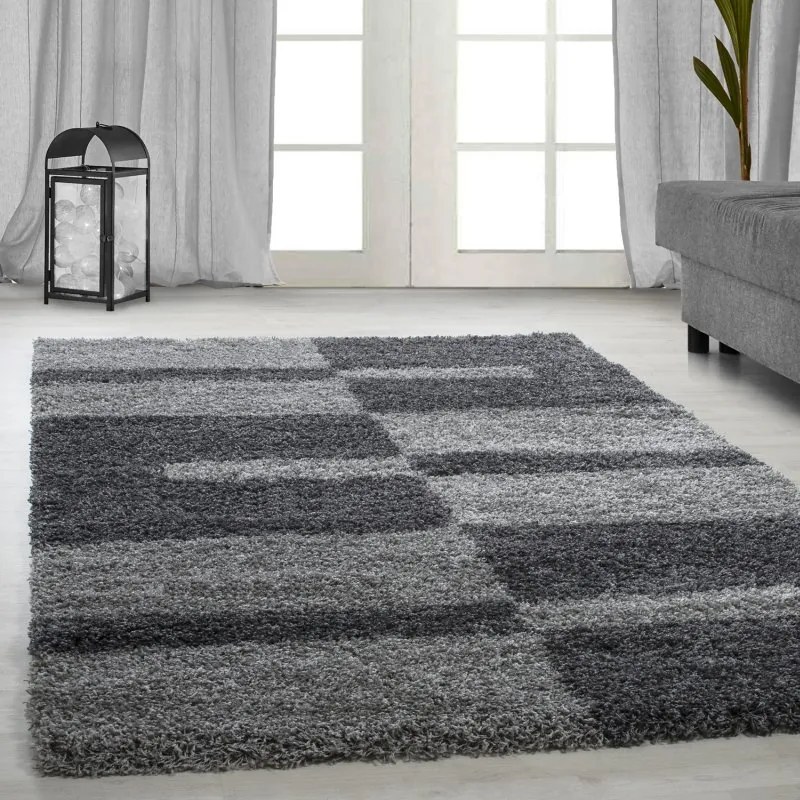 Ayyildiz Kusový koberec Shaggy Gala 2505 šedý vysoký vlas 080x250 cm