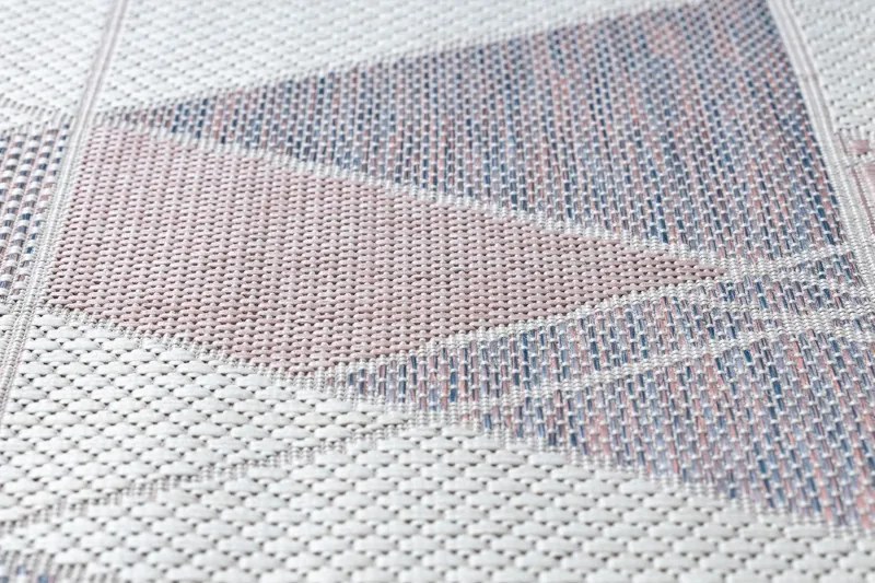 Dywany Łuszczów, Kusový koberec Sion Sisal Triangles B3006A ecru/pink – na ven i na doma, 120x170, růžová, chodba / předsíň