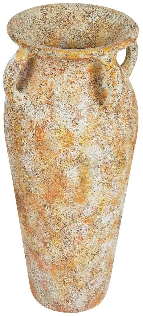 Pálená hlína Dekorativní váza 52 Oranžová Bílá FERAJ Beliani