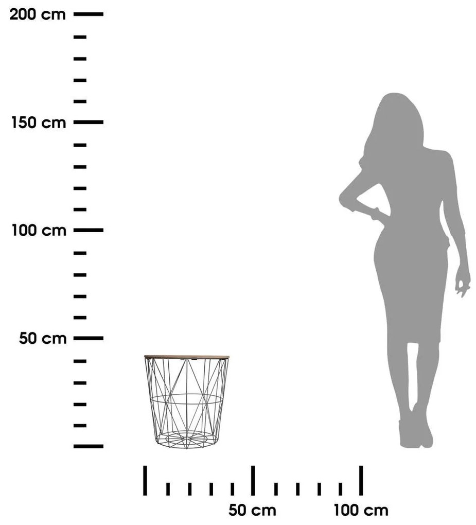 Odkládací stolek KUMI 40 cm černý/dub přírodní