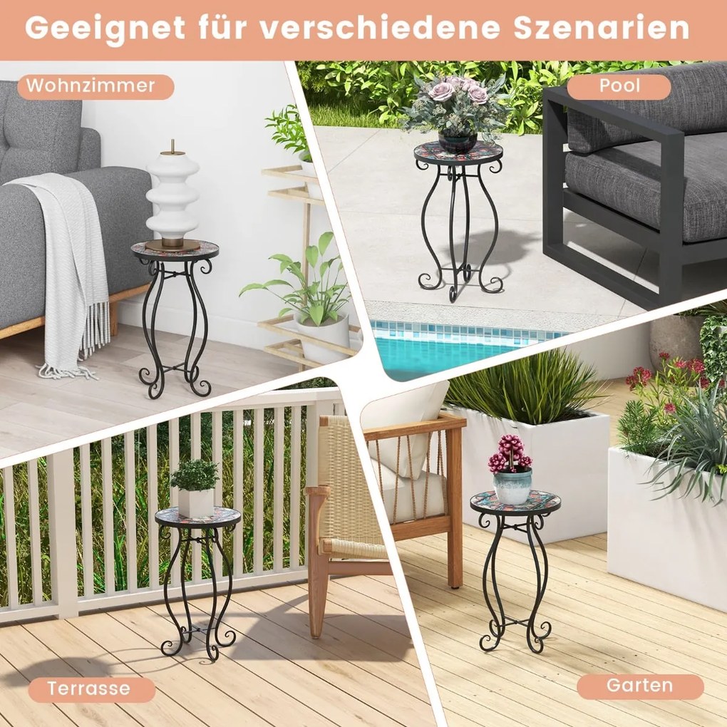 Costway Odkládací stolek kulatý mozaikový bistro ∅ – 30 × 50 cm