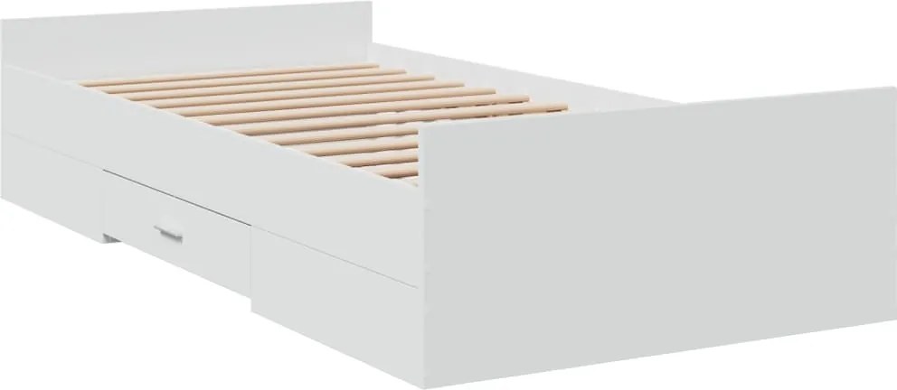 Rám postele se zásuvkami bílý 100 x 200 cm kompozitní dřevo 3280328