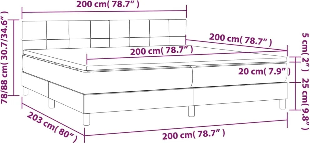 Box spring postel s matrací tmavě šedá 200x200 cm textil 3140082