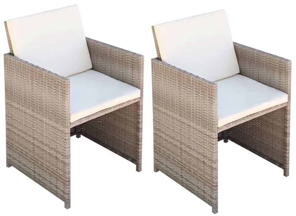 42561 vidaXL Zahradní židle 2 ks s poduškami a polštáři polyratan béžové