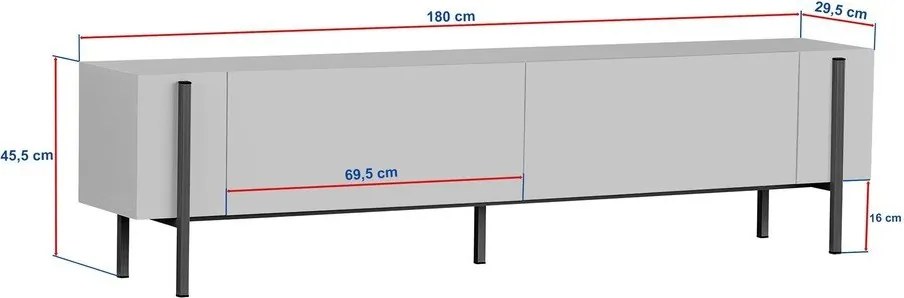 TV stolek v dekoru ořechu v tmavě přírodní barvě 180x45x30 cm Nexus – Kalune Design