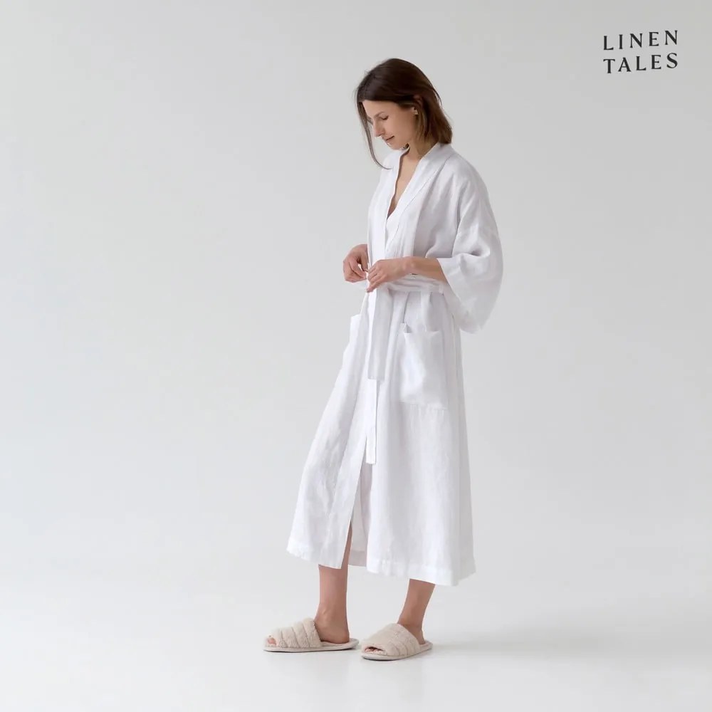 Bílý lněný župan velikost S/M Summer – Linen Tales