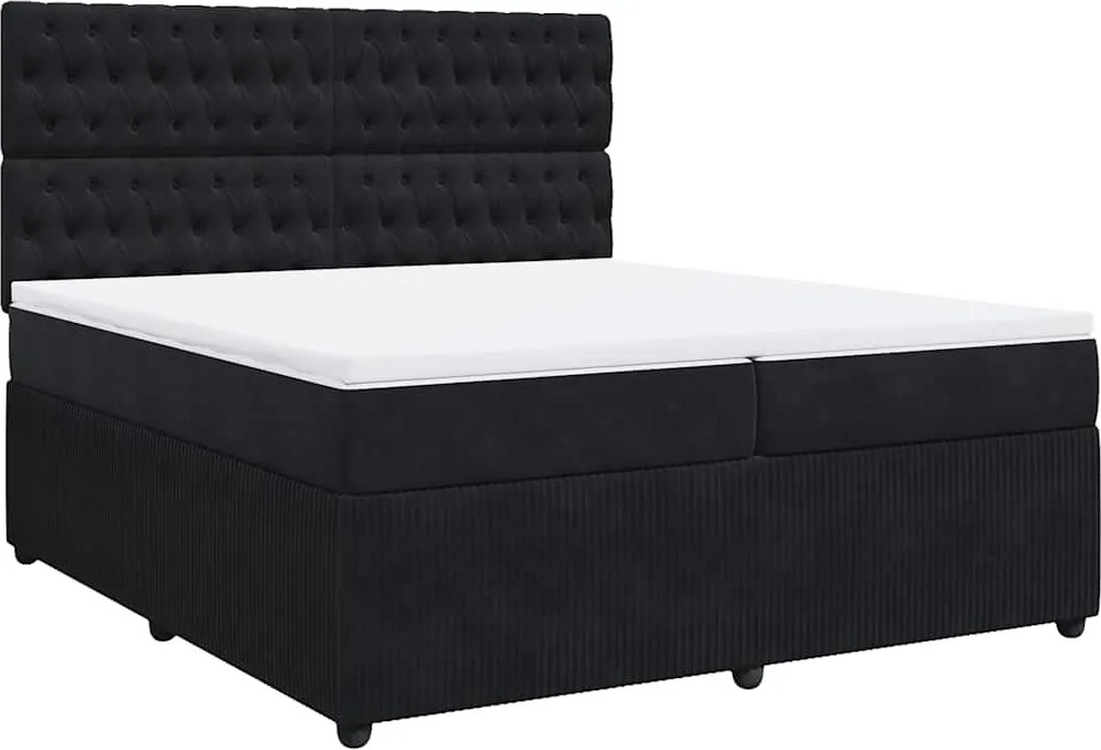Box spring postel s matrací černá 200x200 cm samet 3292438