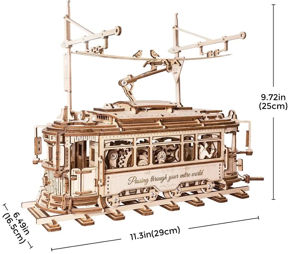 RoboTime 3D dřevěná mechanická skládačka Tramvaj