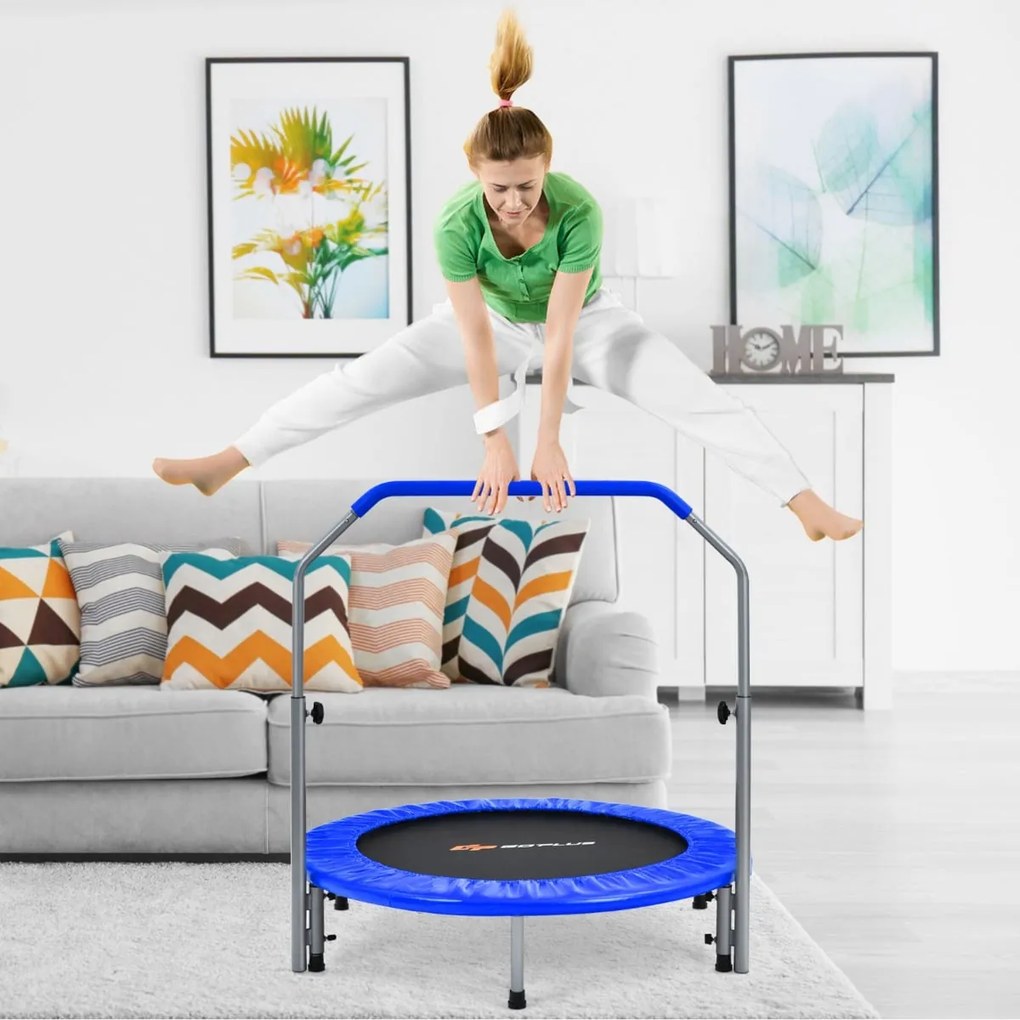 Costway Ø 101 cm skládací mini trampolína fitness trampolína s výškově