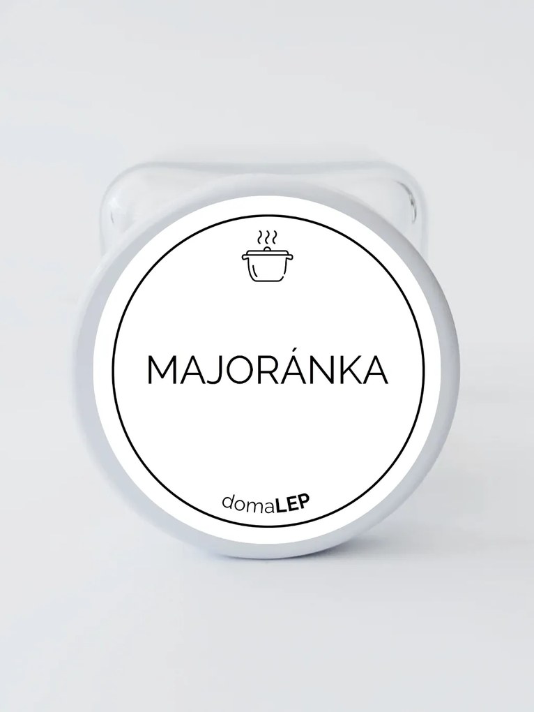 Samolepka na kořenky MAJORÁNKA bílá 5 cm základní písmo