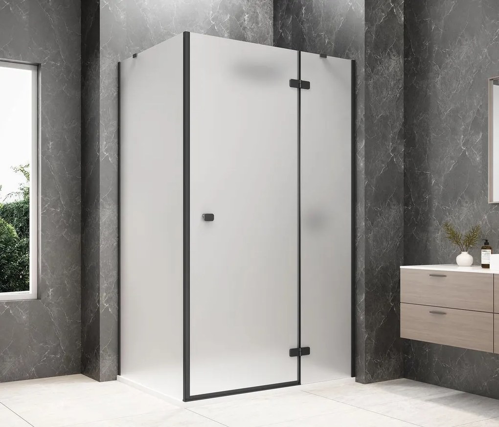 Polysan Polysan, GLOBE BLACK obdélníková sprchová zástěna 1200x800mm, matné sklo, pravé, GB1012-3215MRB