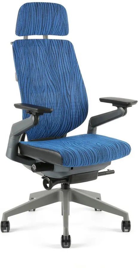 Kancelářská židle KARME MESH - potah mesh s podhlavníkem, A-07 modrá žíhaná