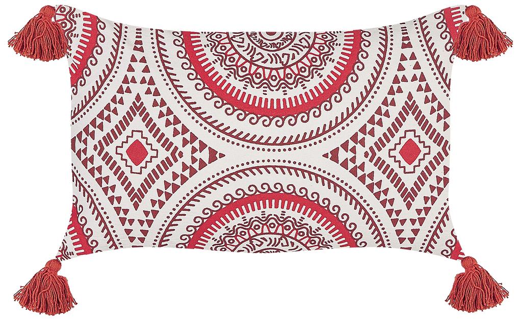 Sada 2 bavlněných polštářů se vzorem 30 x 50 cm červené/bílé ANTHEMIS Beliani