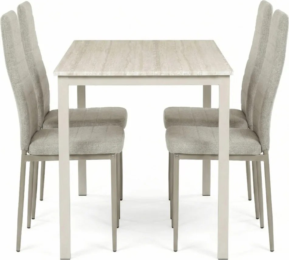 Jídelní set s 4 židlemi, 110x70x75cm travertin, ASE-1039 CRM2