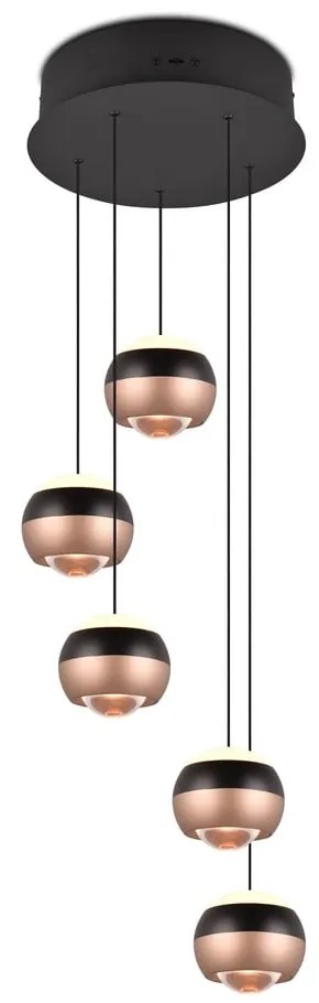 LED závěsné svítidlo s kovovým stínidlem ø 30 cm v černo-měděné barvě Orbit – Trio Select