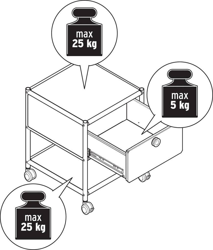 Tchibo - Kovový odkládací stolek se zásuvkou »Cn3« - barva: šedá