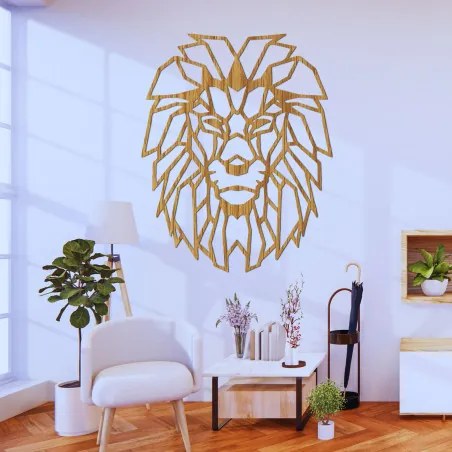 Moderní geometrický dřevěný obraz na zeď lví hlava | SENTOP HDF0227